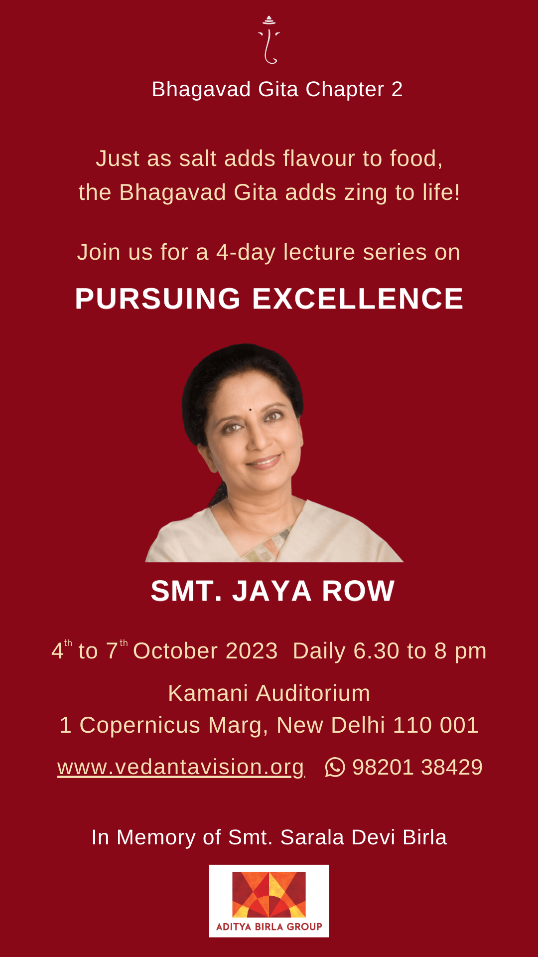 PURSUING EXCELLENCE Bhagavad Gita Ch 2 Vedanta Vision PURSUING EXCELLENCE Bhagavad Gita Ch 2 Vedanta Vision